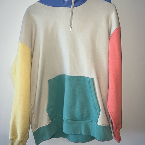 Zara | Sweaters | Colorblock Hoodie With Blue Hood | Poshmark